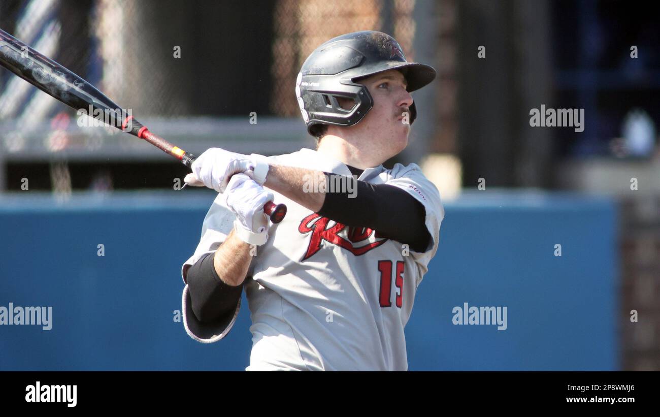 Rider University infielder Jack Winsett (15) swings during an NCAA ...