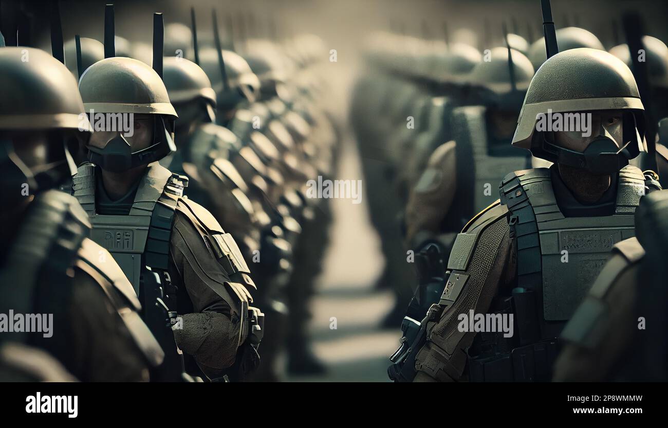 Troops of soldiers ready to fight Stock Photo - Alamy