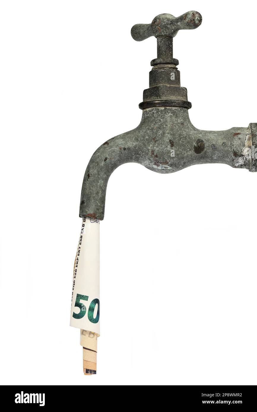 money tap isolated against white background Stock Photo - Alamy