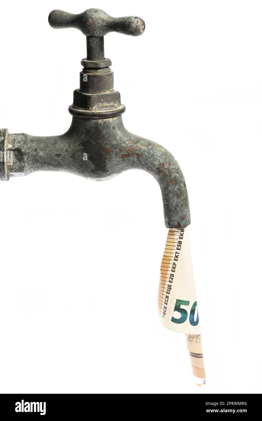 money tap isolated against white background Stock Photo - Alamy