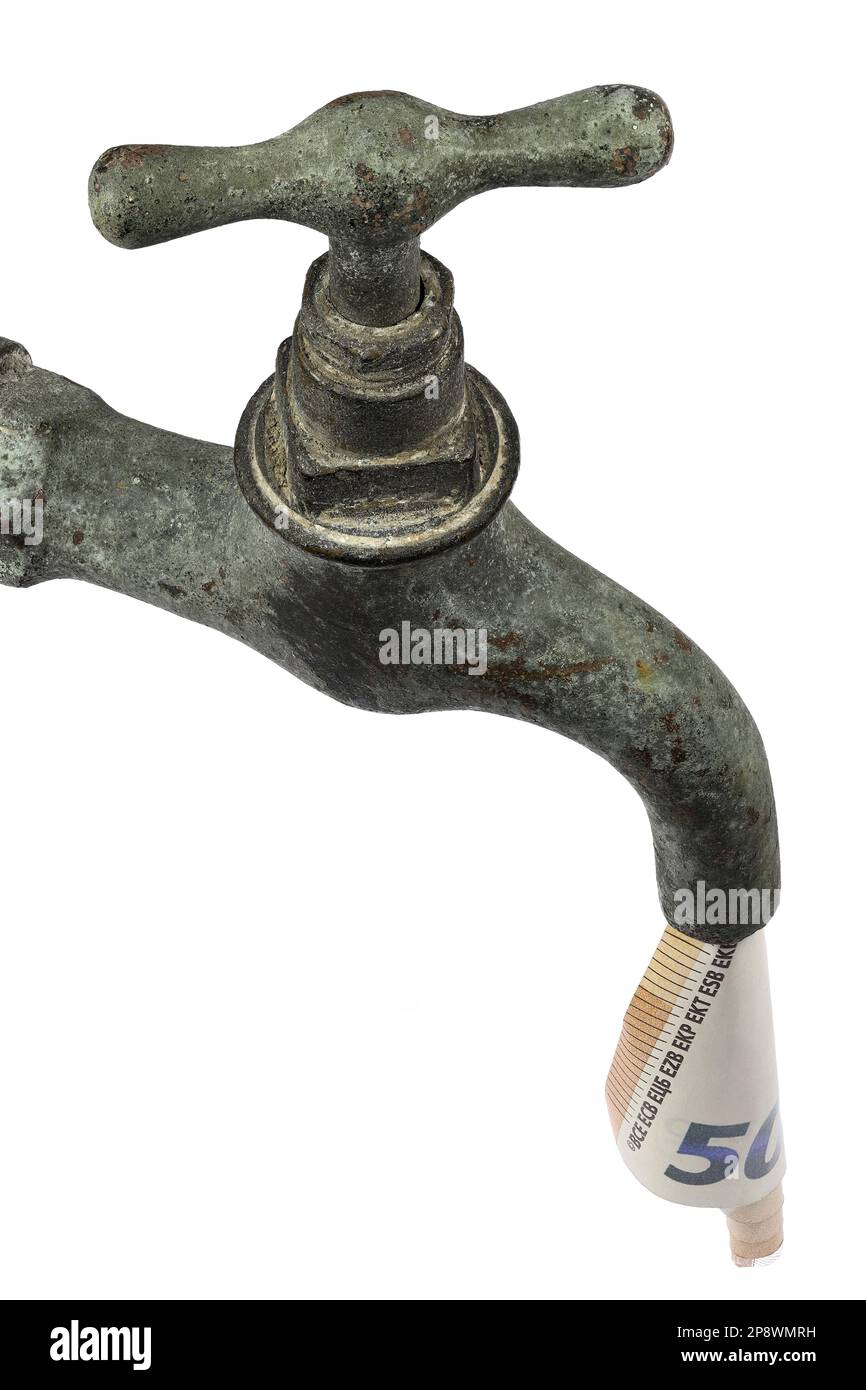 money tap isolated against white background Stock Photo - Alamy