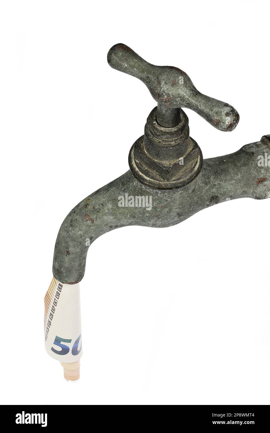 money tap isolated against white background Stock Photo - Alamy