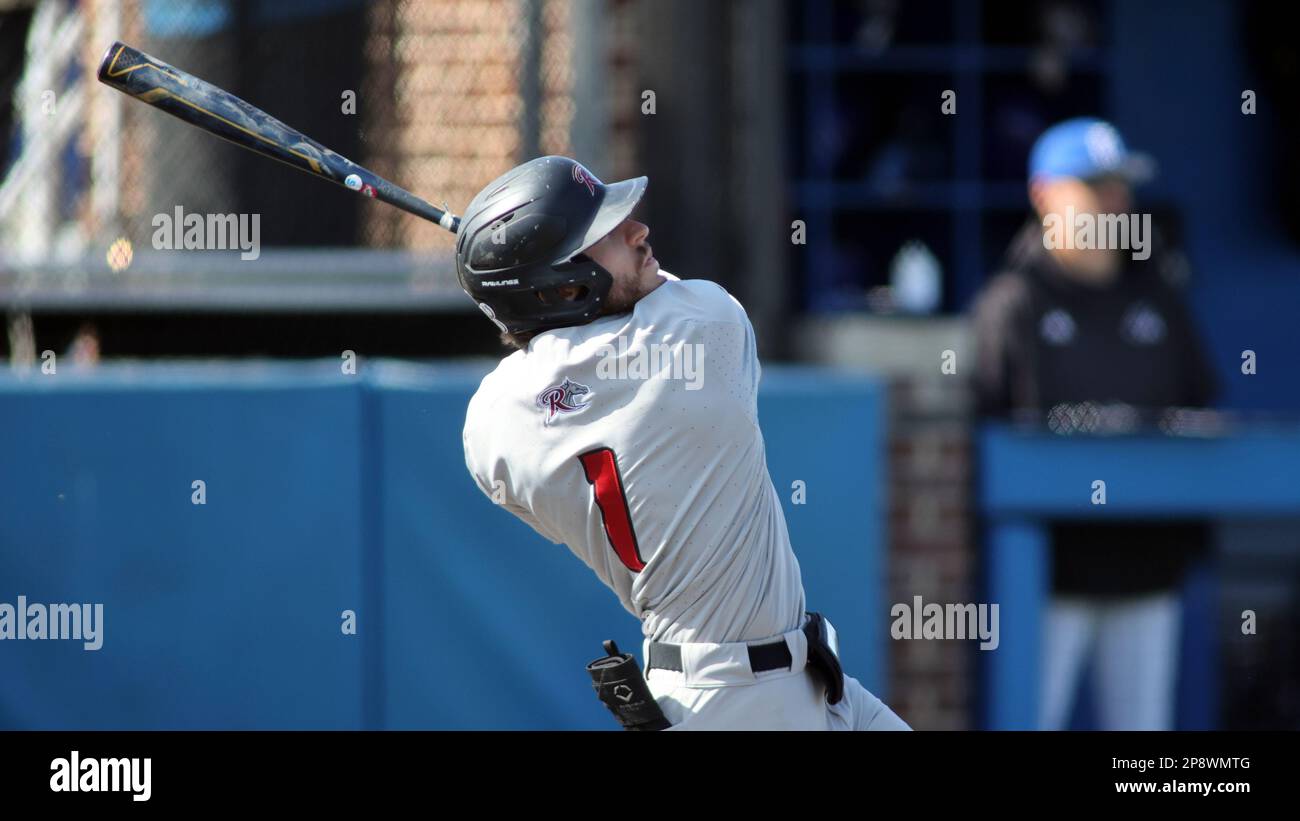 Rider University infielder Jordan Erbe (1) swings during an NCAA ...
