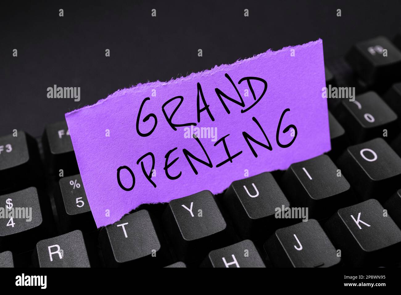 Text caption presenting Grand Opening. Conceptual photo Ribbon Cutting ...