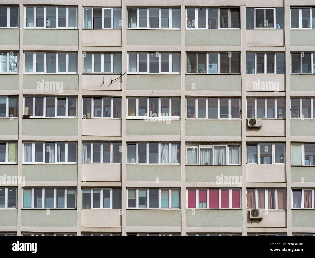 New reconditioned old communist apartment building. Ugly traditional ...