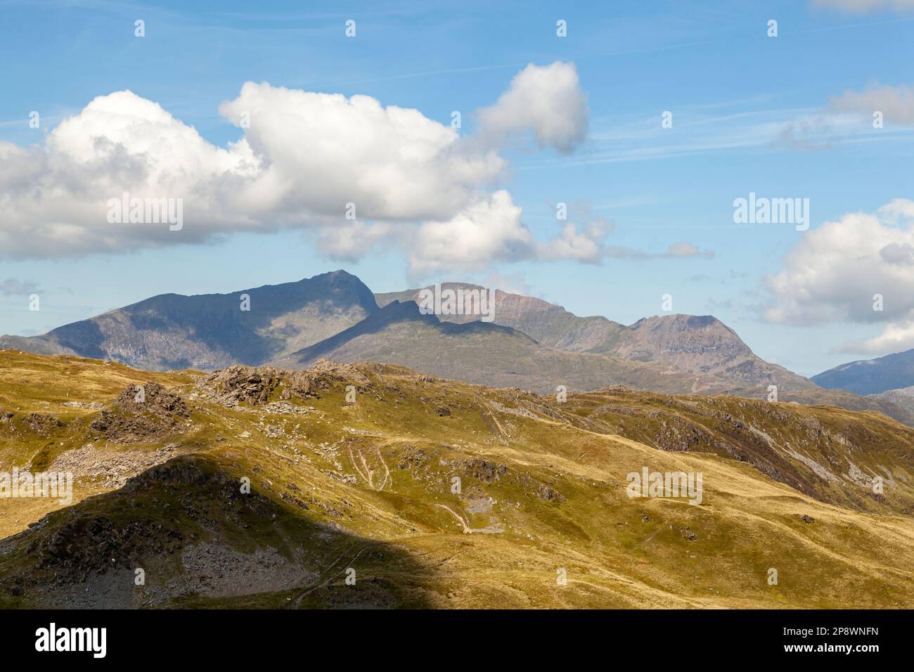 The South side of Snowdon now known by its Welsh name Yr Wyddfa, viewed from the Moelwyn ...