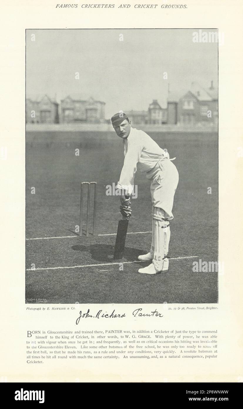 John Richard Painter. Batsman. Gloucestershire cricketer 1895 old print ...