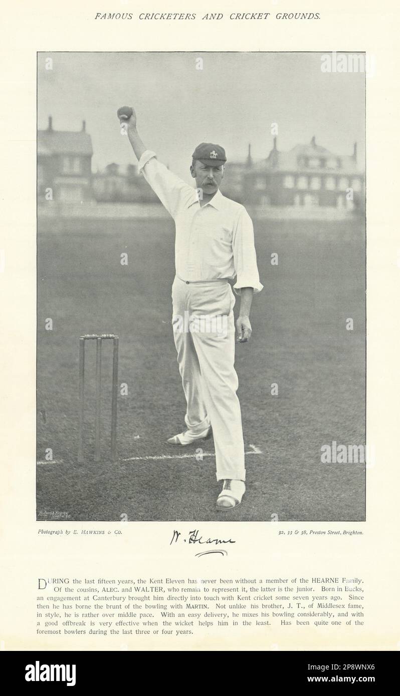 Walter Hearne. Medium-paced right-arm bowler. Kent cricketer 1895 old ...