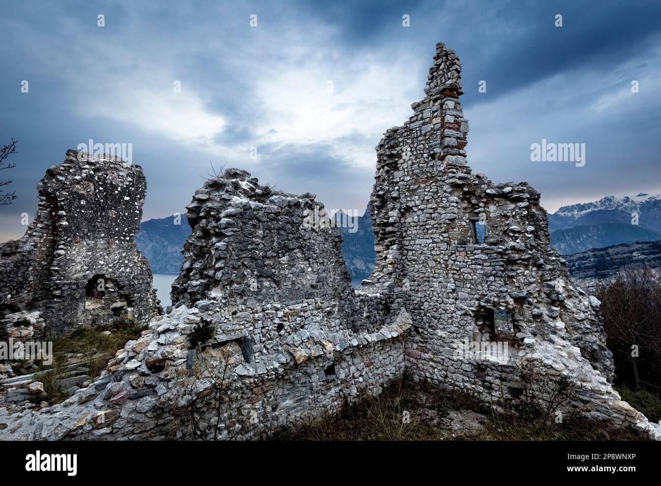 The medieval ruins of Penede Castle. Nago Torbole, Trentino, Italy ...