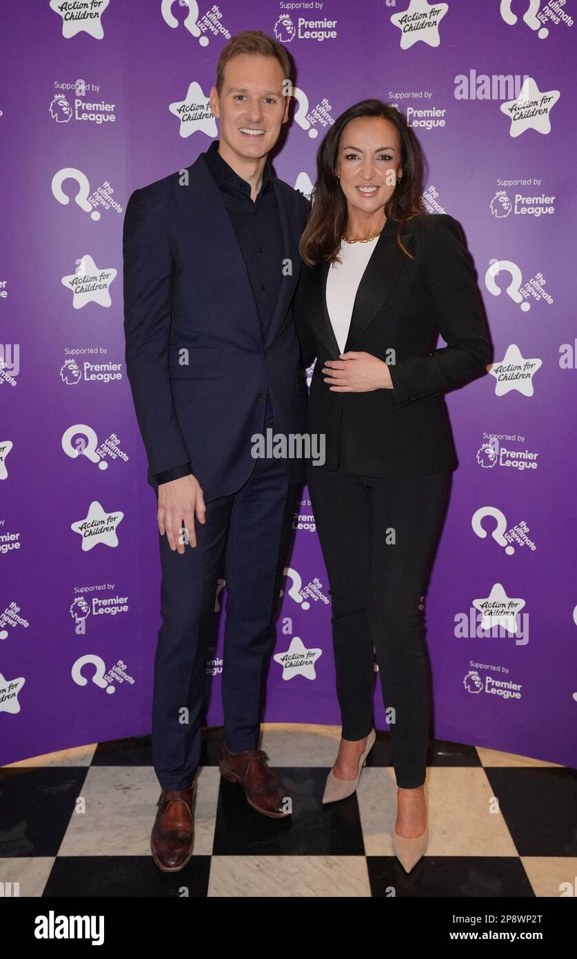 Dan Walker and Sally Nugent arrive for the Ultimate News Quiz in aid of ...