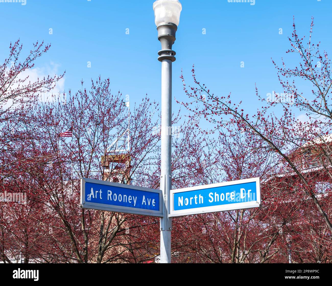 Street signs for Art Rooney Avenue and North Shore Drive in front of ...