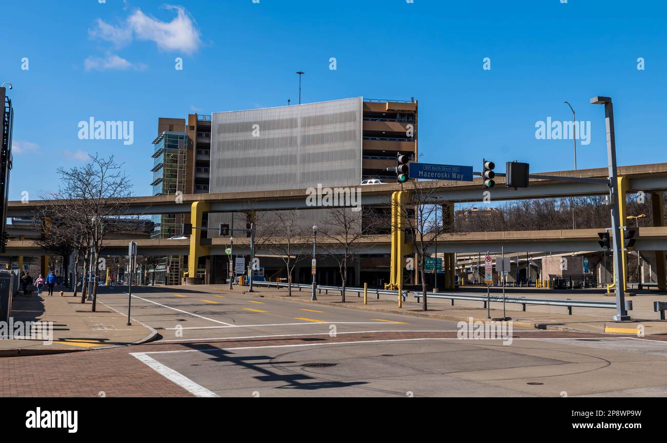 A parking lot and garage on the North Side near PNC Park where the ...
