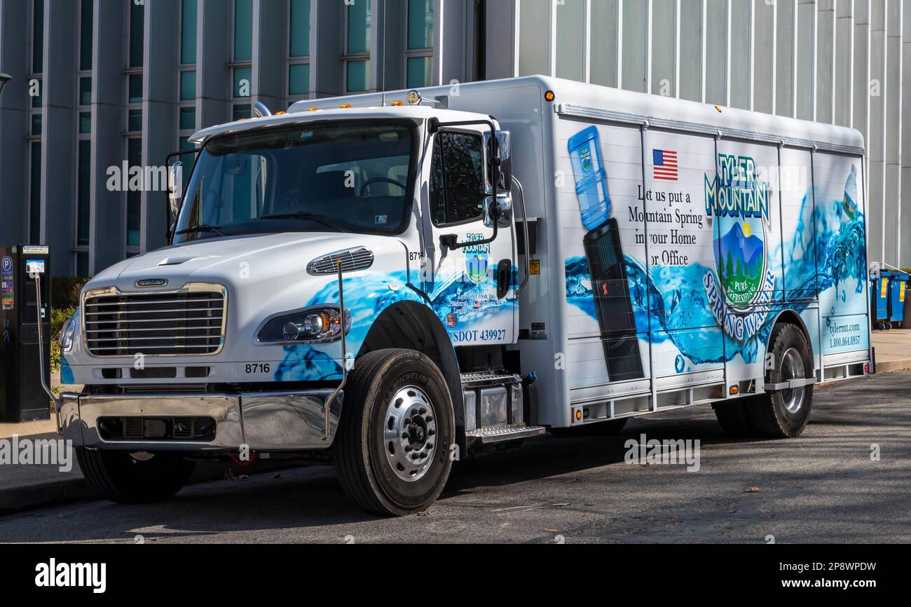 A Tyler Mountain Spring Water truck making a delivery on the Carnegie ...