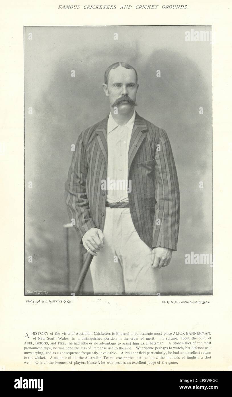 Alexander "Alick" Chalmers Bannerman. Batsman. Australia cricketer 1895 ...