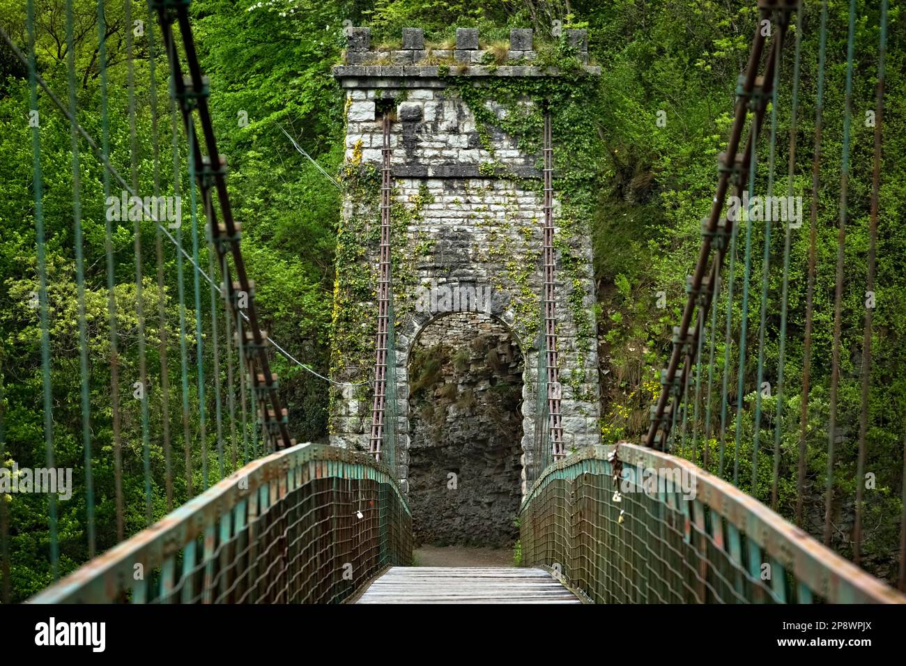 The Vittoria bridge on the lake of Corlo. Arsié, Belluno province ...