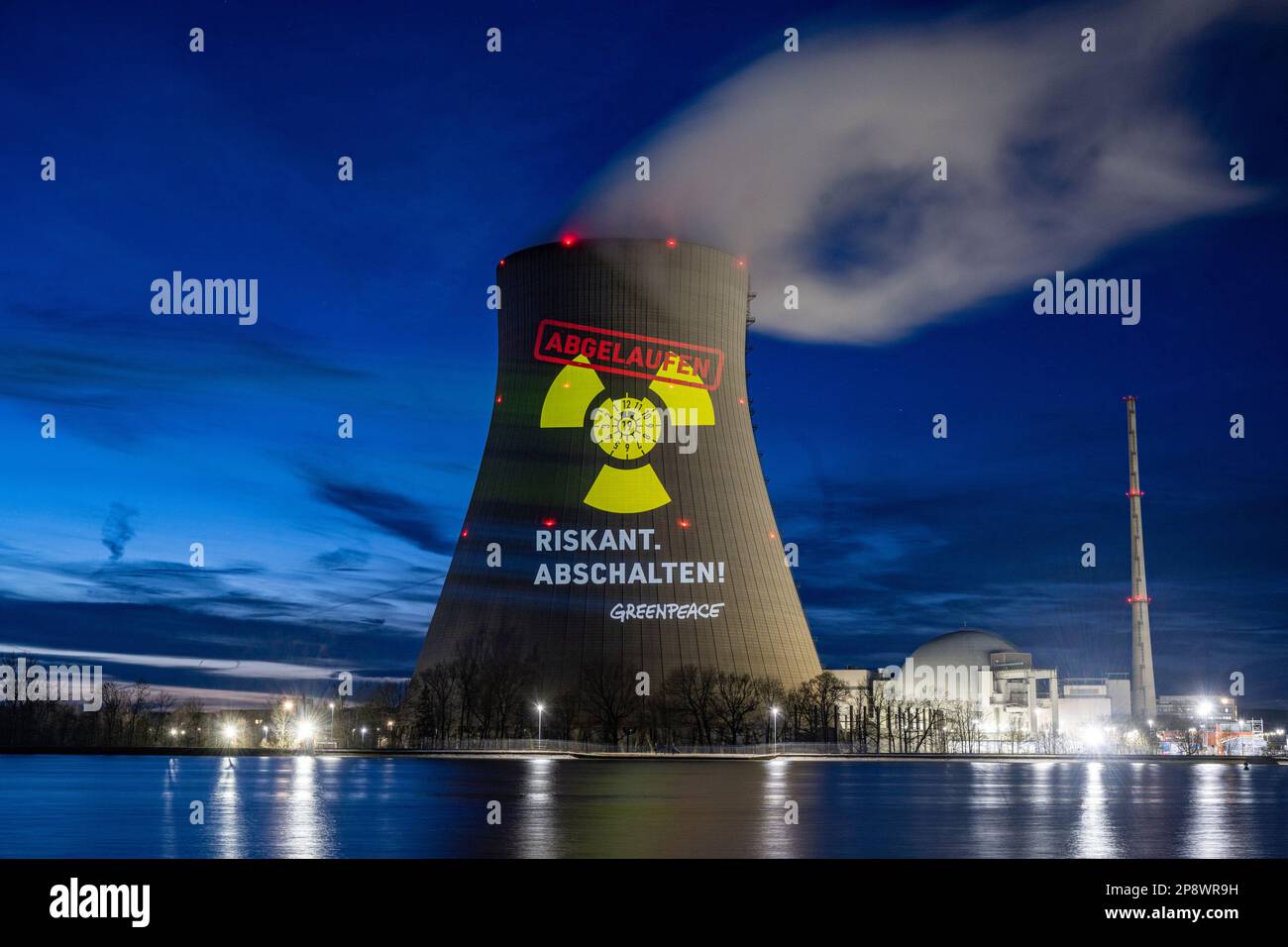 Niederaichbach, Germany. 09th Mar, 2023. Greenpeace activists project ...