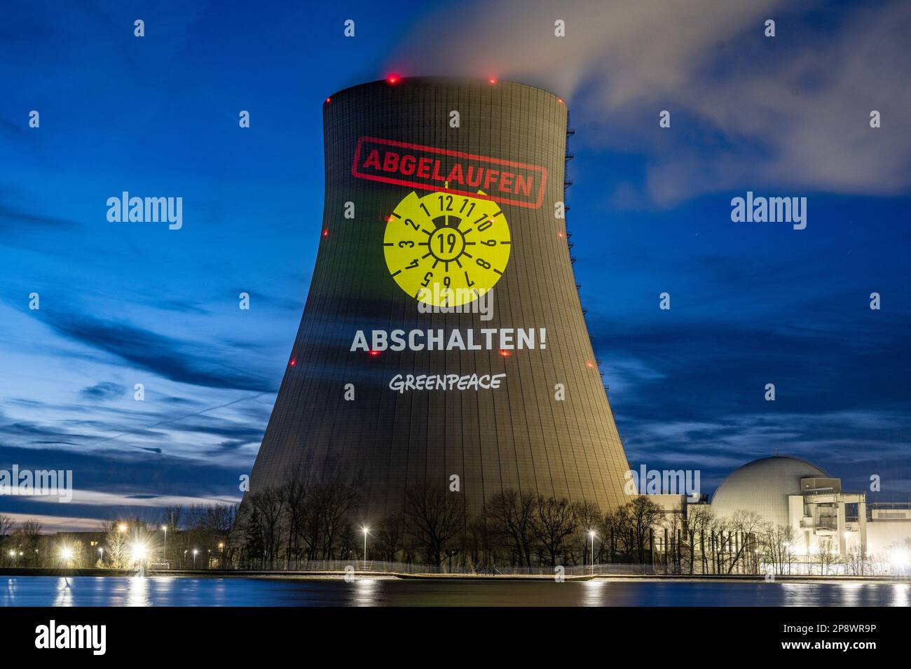 Niederaichbach, Germany. 09th Mar, 2023. Greenpeace activists project ...