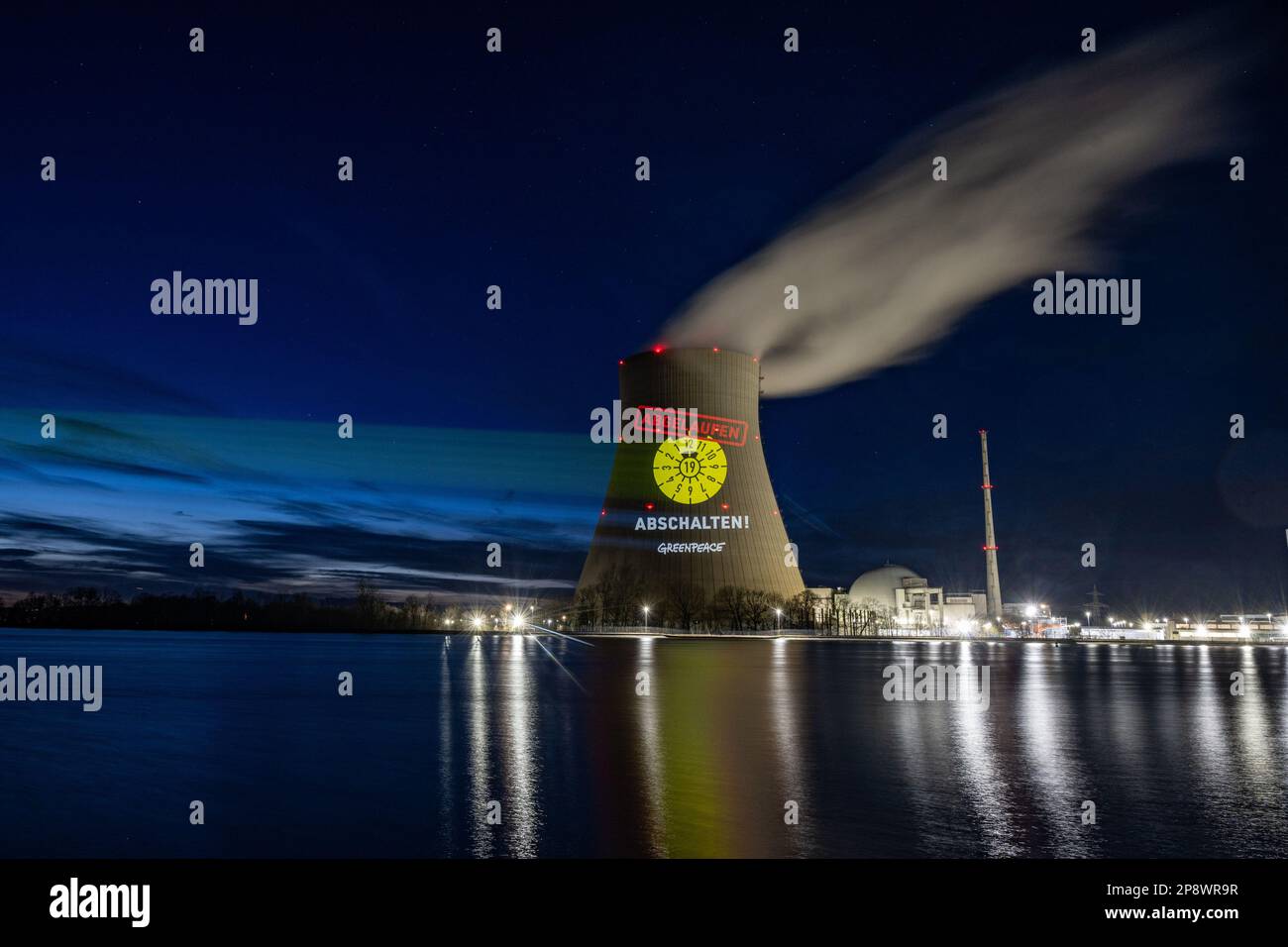 Niederaichbach, Germany. 09th Mar, 2023. Greenpeace activists project ...