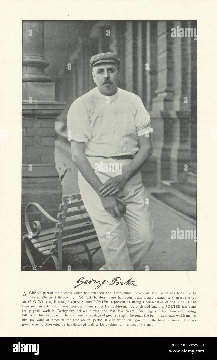 George Porter. Right-arm fast medium bowler. Derbyshire cricketer 1895 ...
