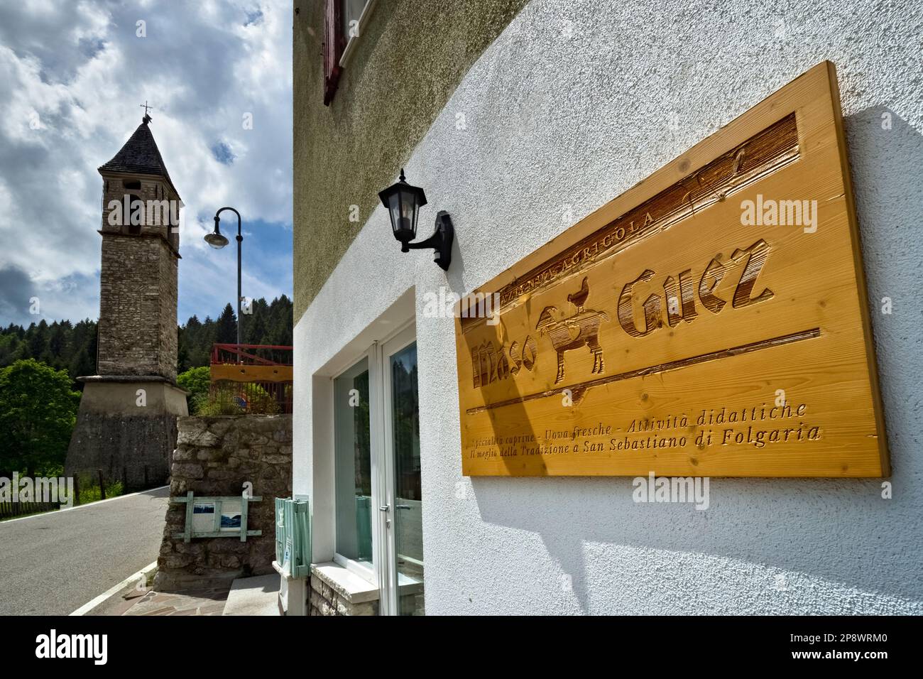 The Maso Guez farm and the Romanesque bell tower in the village of San ...