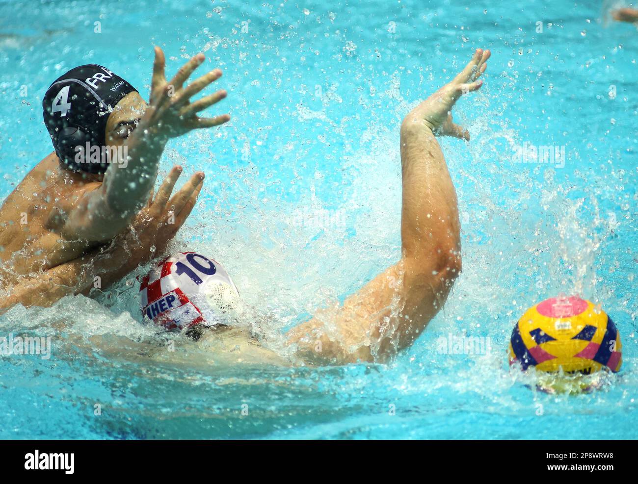 ZAGREB, CROATIA - [DATE]: Alexandre Bouet of France and Josip Vrlic of ...