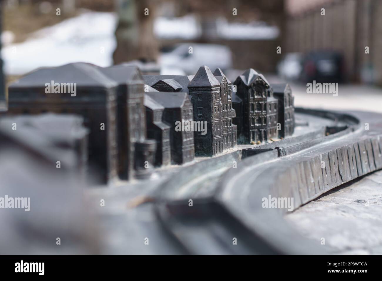 brass model of buildings in Krynica Zdroj Poland Stock Photo - Alamy