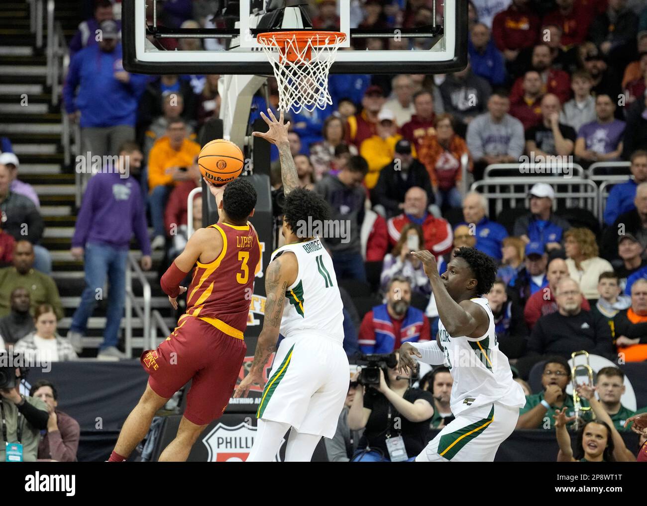 MAR 09 2023: Iowa State guard Tamin Lipsey (3) drives to the basket ...
