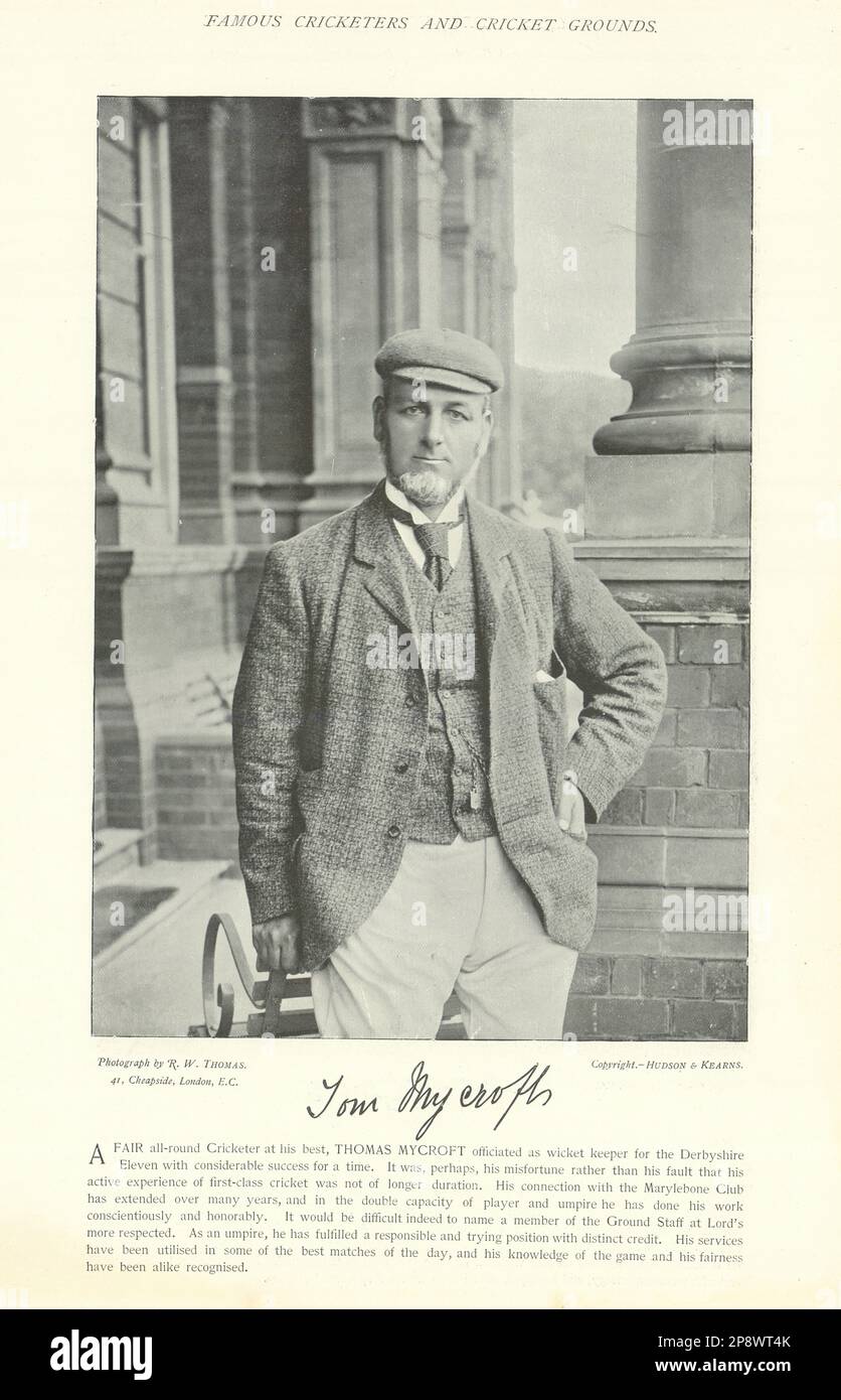 Tom Mycroft. Wicket-keeper. Marylebone Cricket Club cricketer 1895 old ...