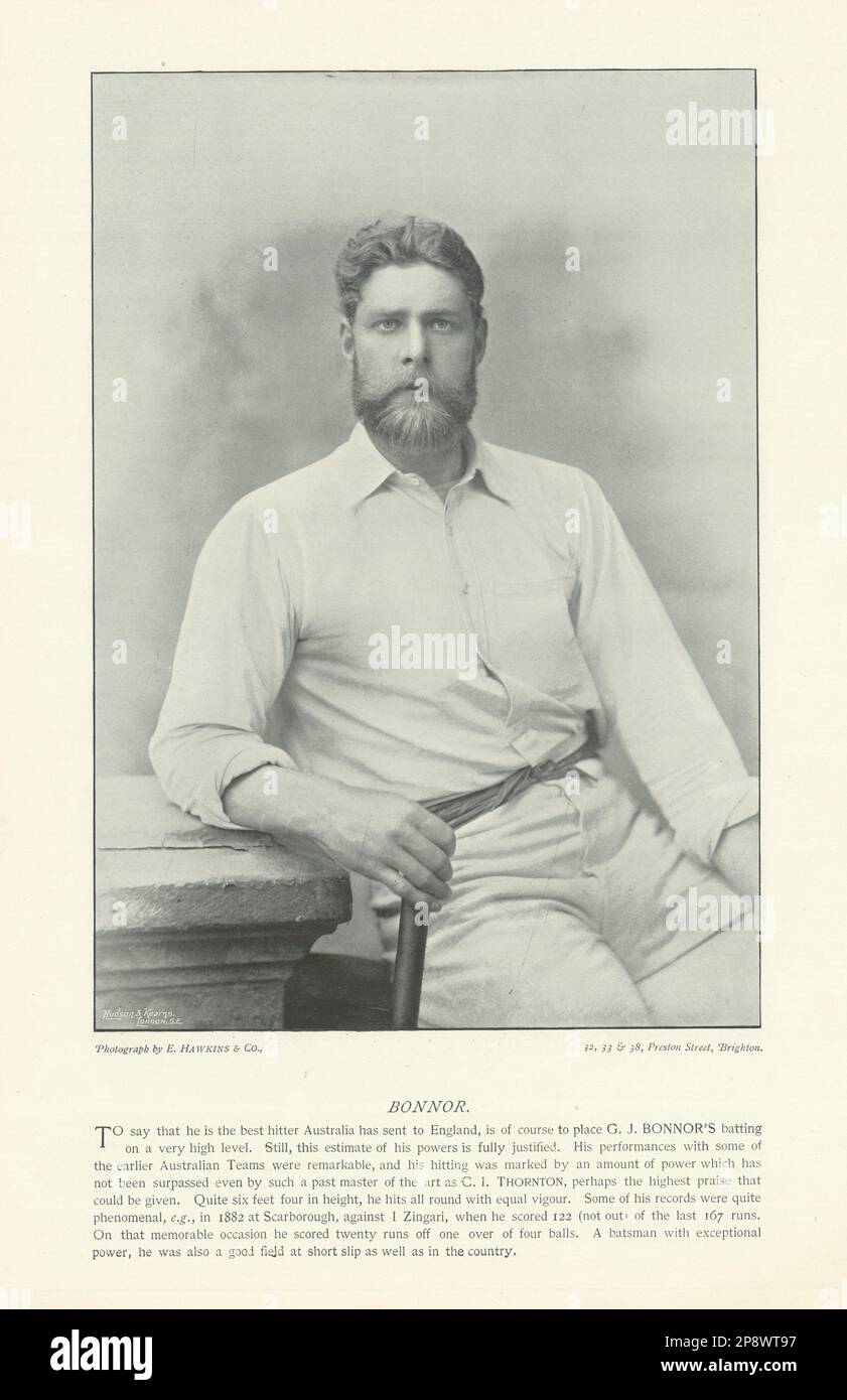 George John Bonnor. Batsman. Australia cricketer 1895 old antique print ...