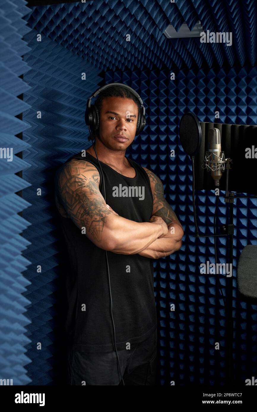 Rap musician singing in studio hi-res stock photography and images - Alamy