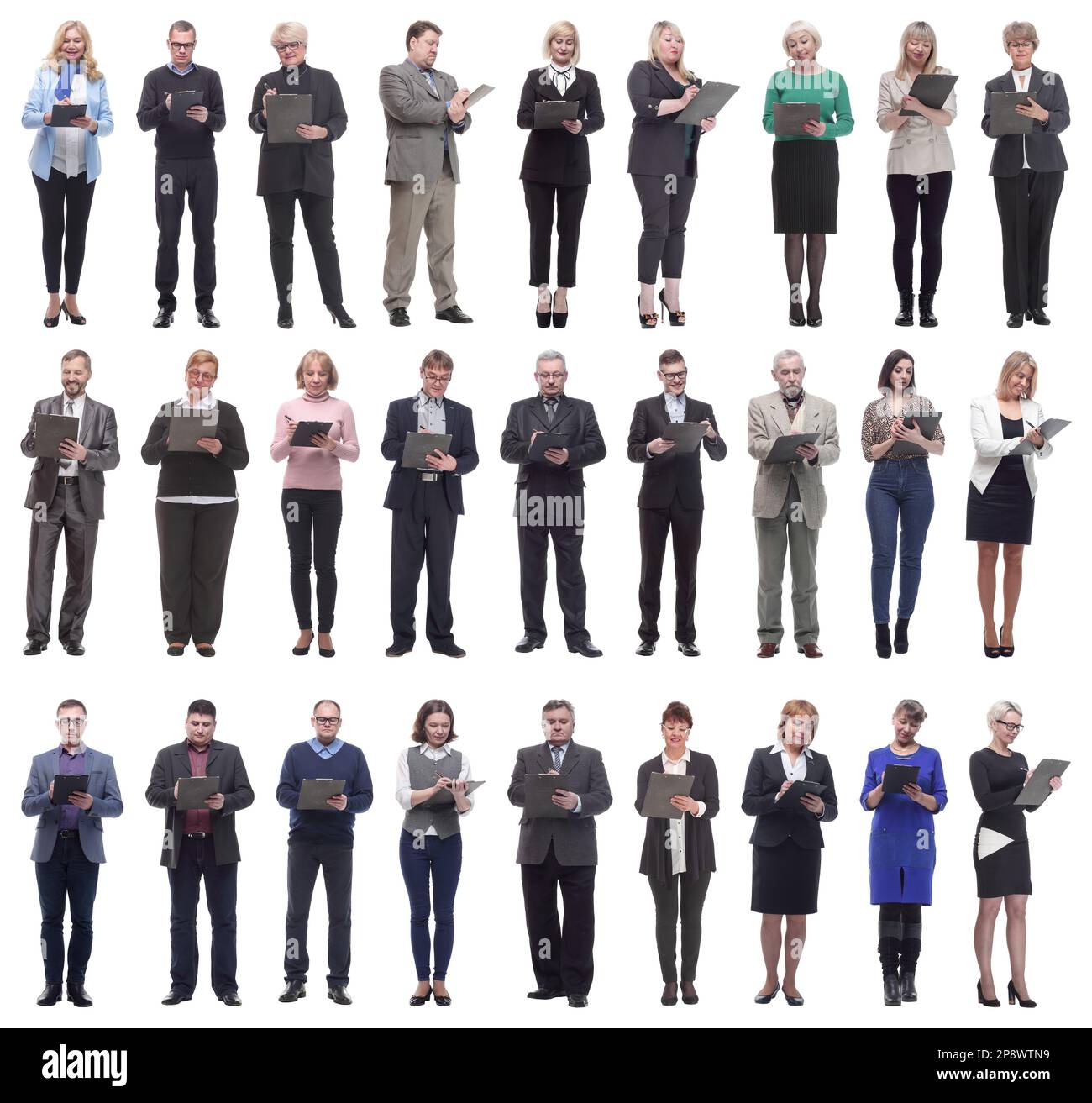 group of successful people with notepad in hands isolated Stock Photo ...