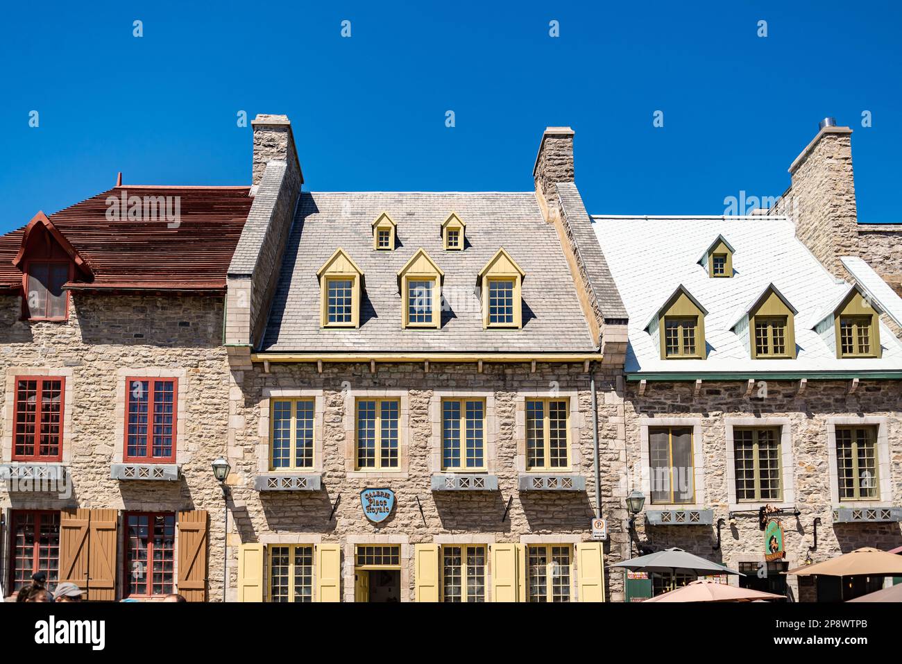 Old stone buildings in place royale in old quebec hi-res stock ...
