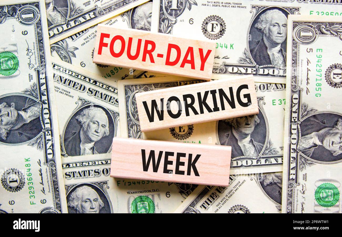 Four-day working week symbol. Concept words Four-day working week on ...