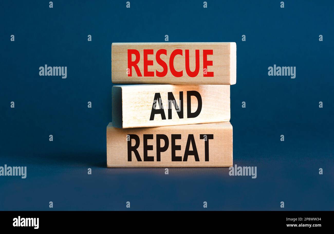 Rescue and repeat symbol. Concept words Rescue and repeat on wooden ...