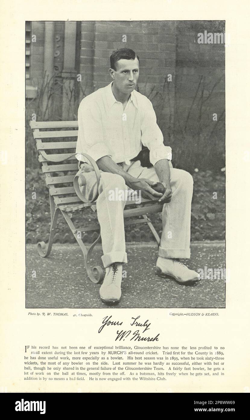 William Henry "Bill" Murch. All-rounder. Gloucestershire cricketer 1895 ...