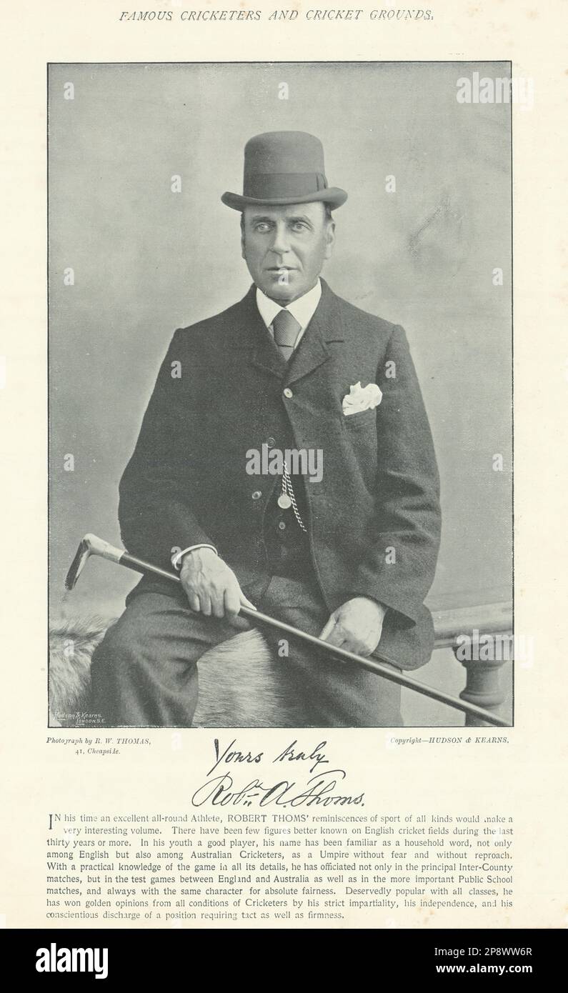 Robert Arthur "Bob" Thoms. Umpire. Cricket cricketer 1895 old antique ...