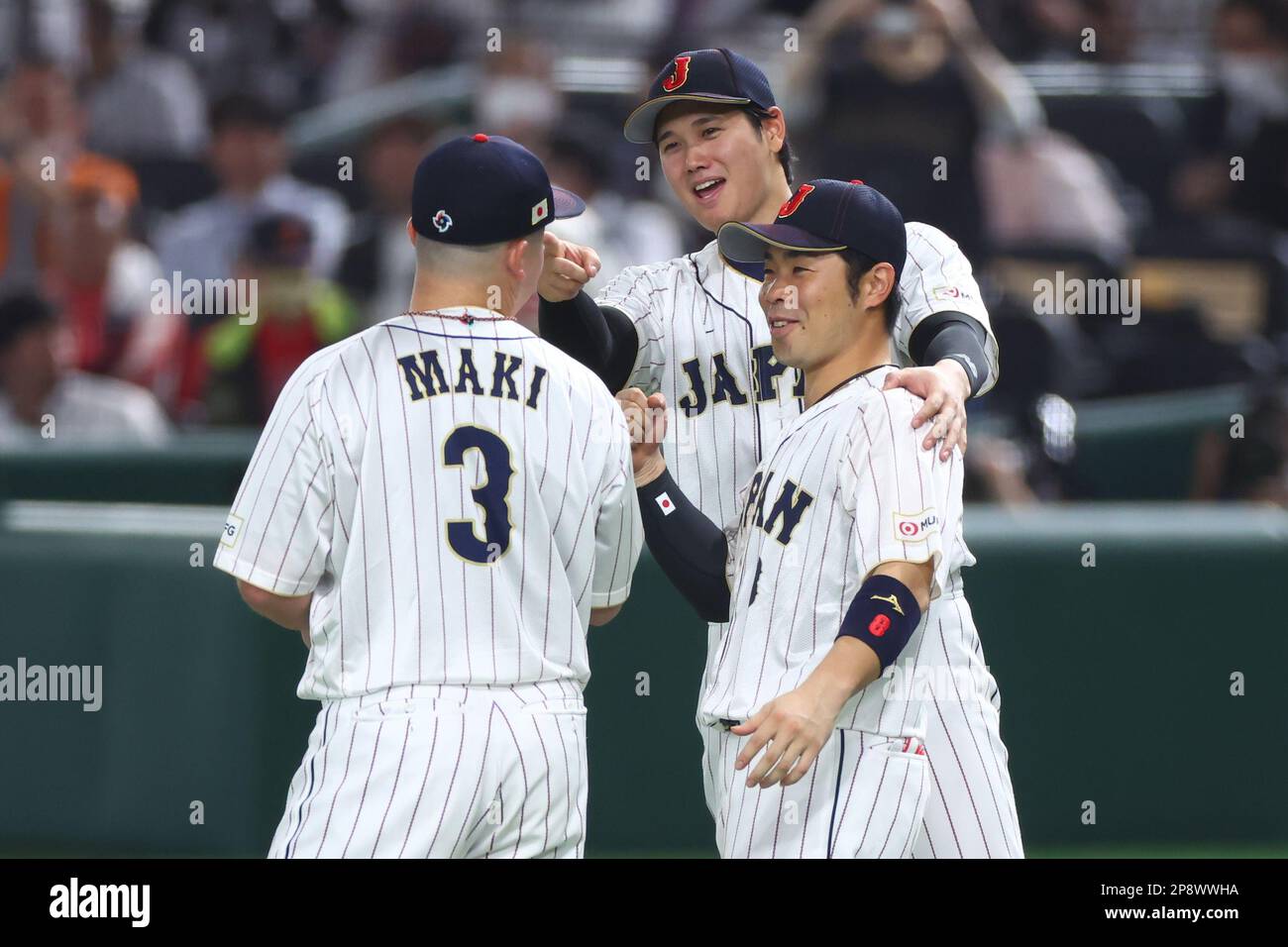 Tokyo, Japan. 9th Mar, 2023. Shugo Maki, Kensuke Kondoh, Shohei Ohtani ...
