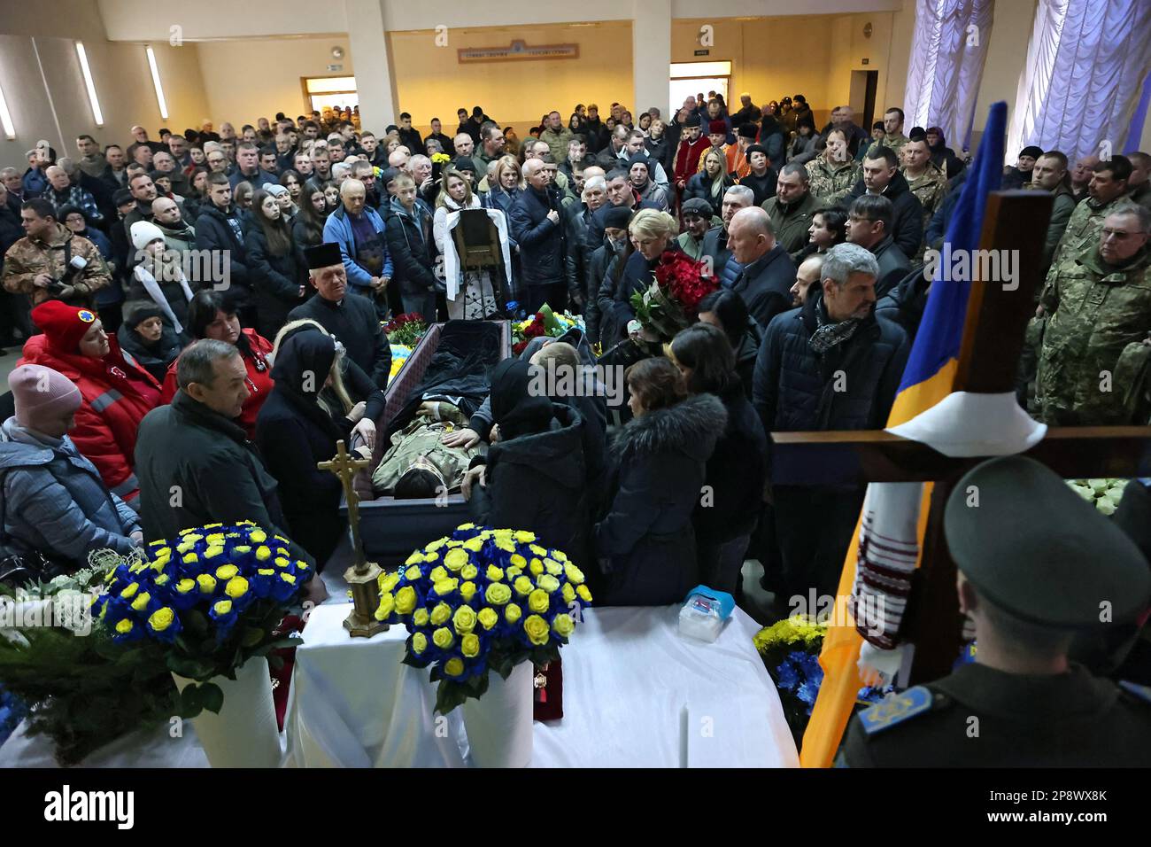 IVANO-FRANKIVSK REGION, UKRAINE - MARCH 09, 2023 - he funeral ceremony ...
