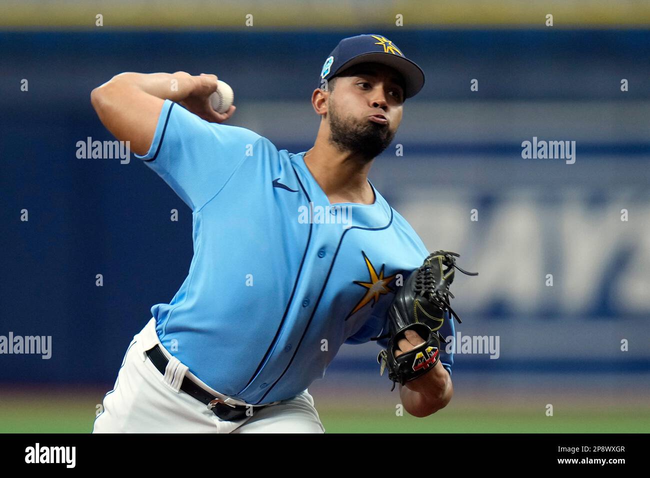 Tampa Bay Rays pitcher Anthony Molina delivers to the Toronto Blue Jays ...