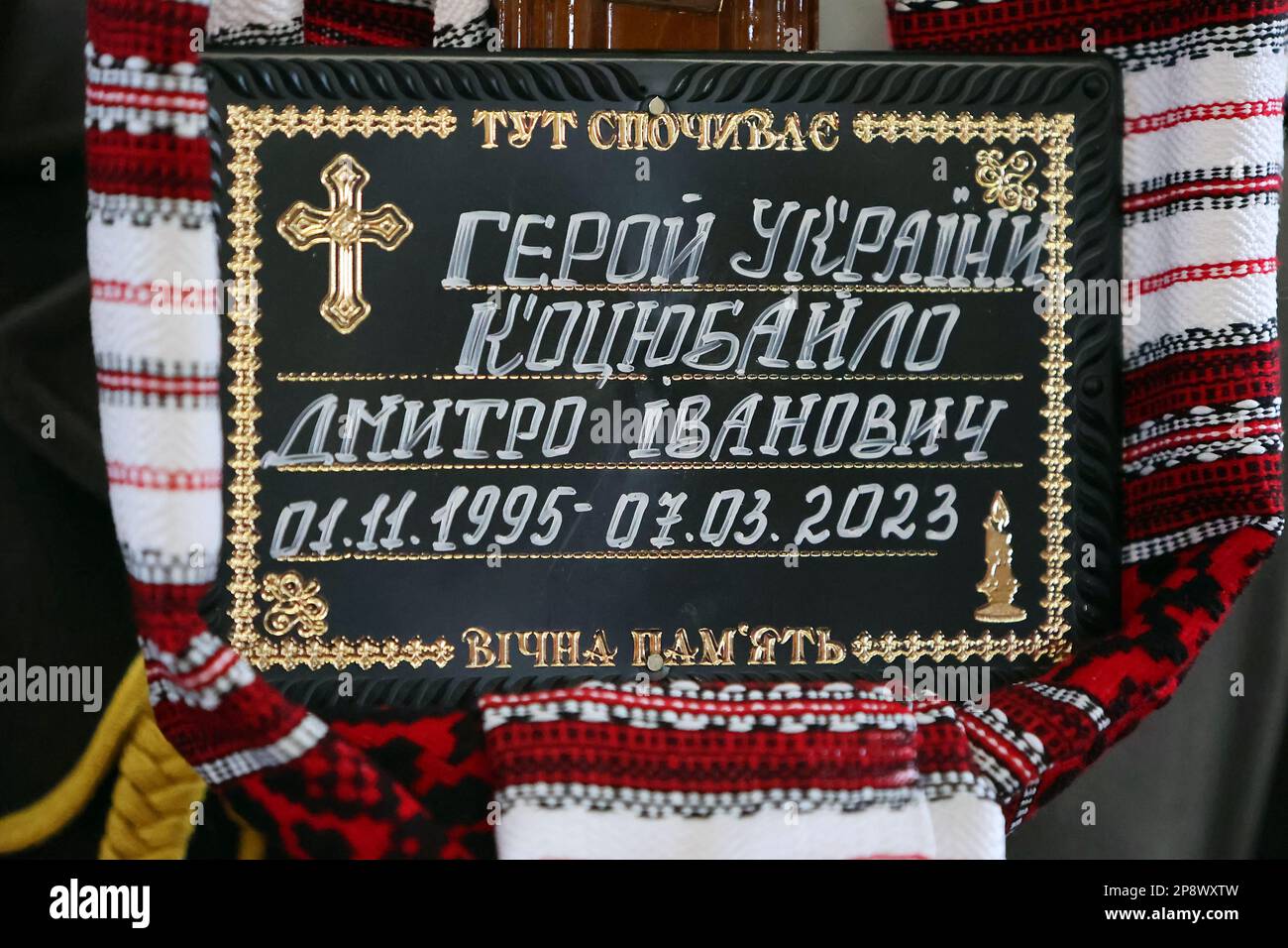 IVANO-FRANKIVSK REGION, UKRAINE - MARCH 09, 2023 - Initials and dates ...