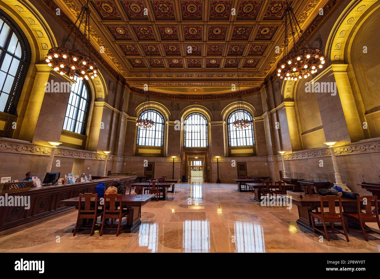 Missouri, FEB 22 2023 - Interior view of the St. Louis Public Library ...