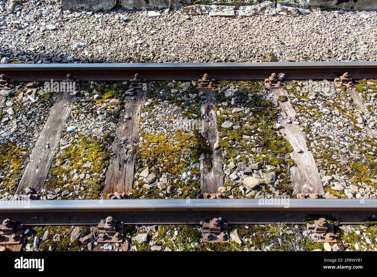 old railroad track decaying wood Stock Photo - Alamy