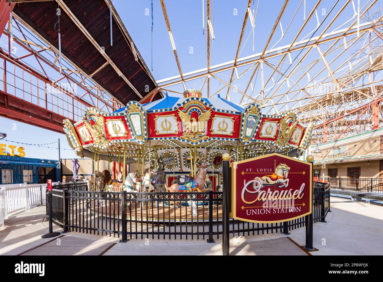 Missouri, FEB 23 2023 - Sunny view of The Carousel in St. Louis Union ...