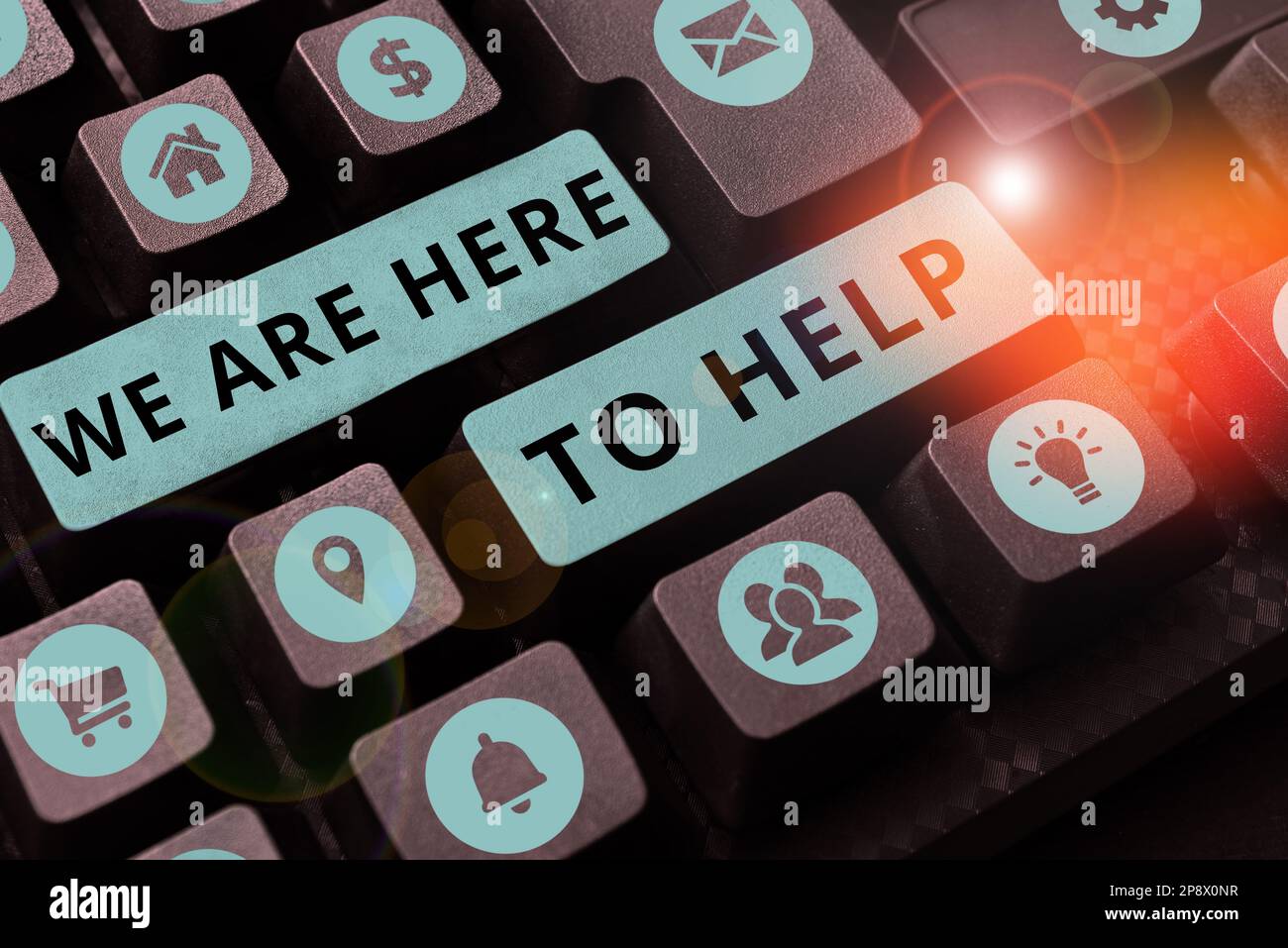 Conceptual display We Are Here To Help. Business approach Someone who ...