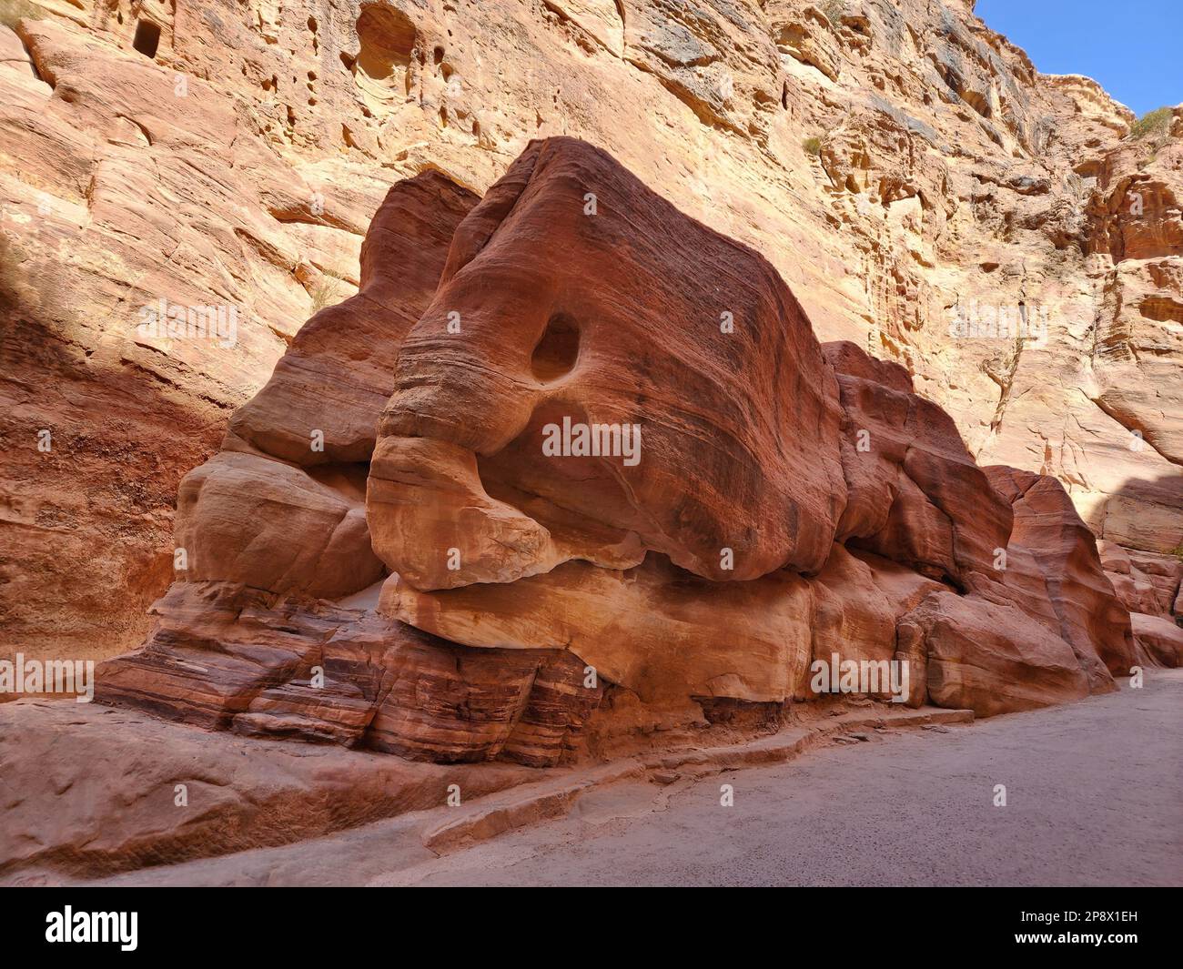 A famous rock formation in Petra Jordan resembling an elephant Stock ...