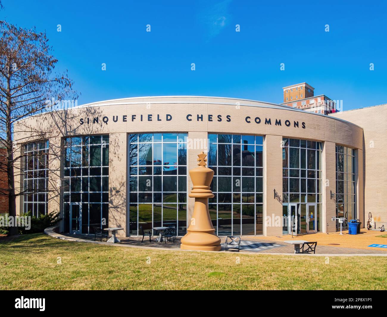 Missouri, FEB 23 2023 - Sunny view of the Sinquefield Chess Commons of ...