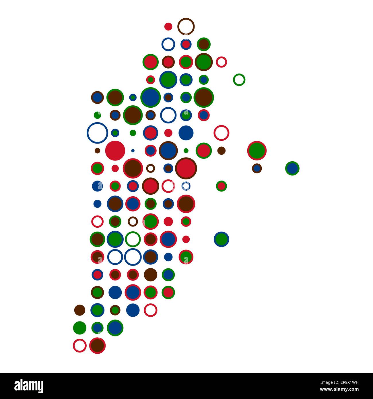 Belize Map Silhouette Pixelated generative pattern illustration Stock ...