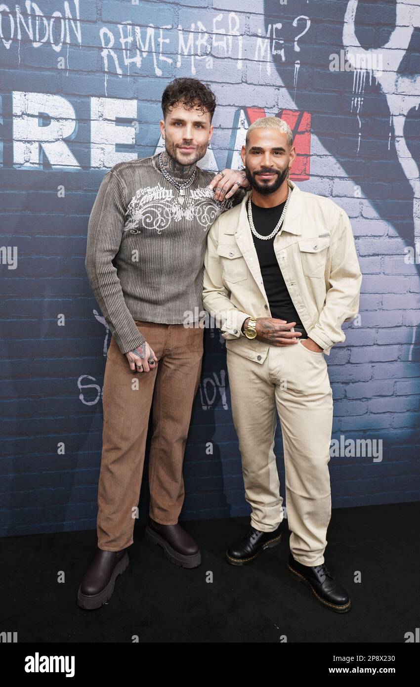 Declan Doyle (left) and Sandro Farmhouse arrives for the gala screening ...