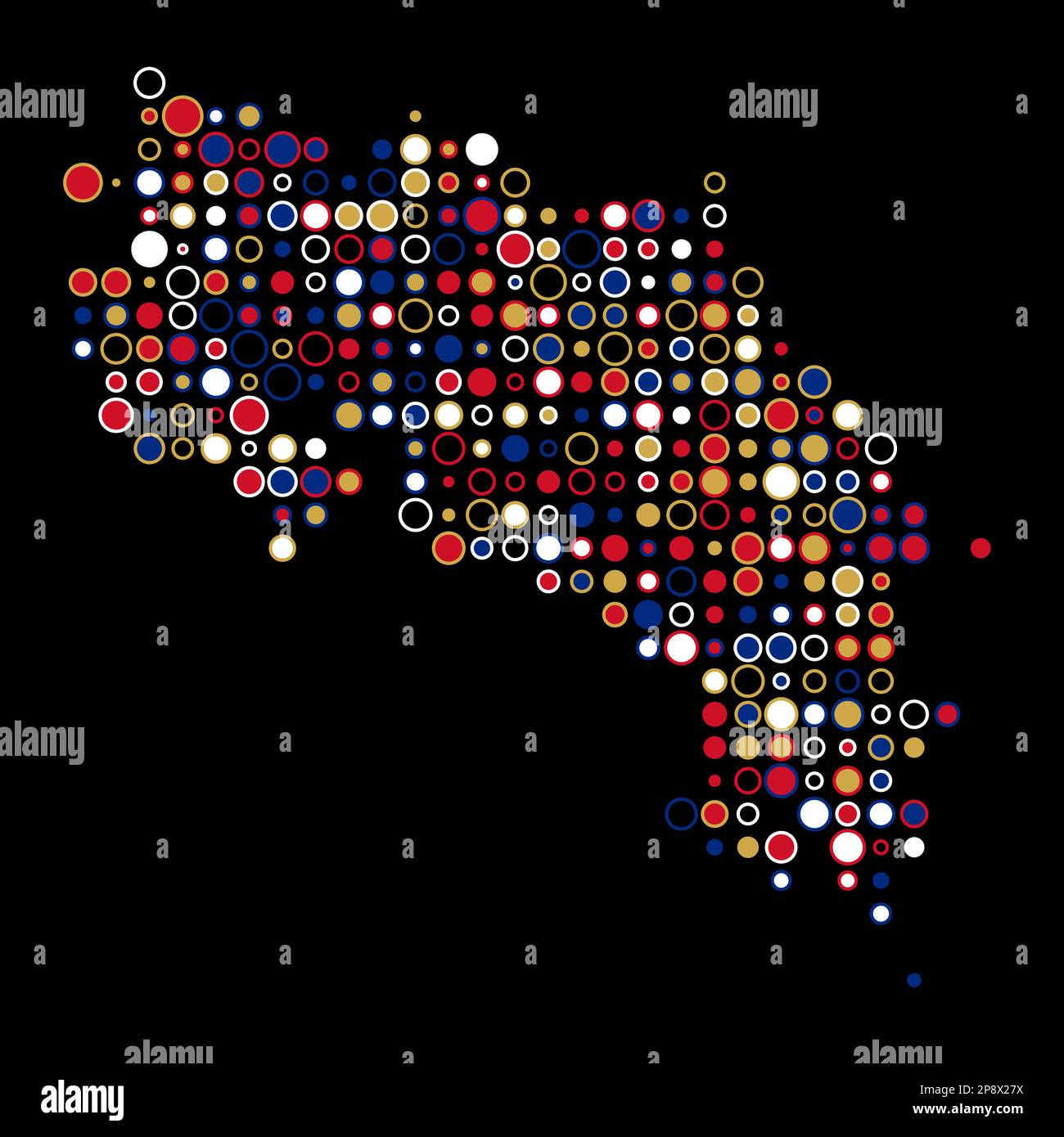 Costa rica Map Silhouette Pixelated generative pattern illustration ...