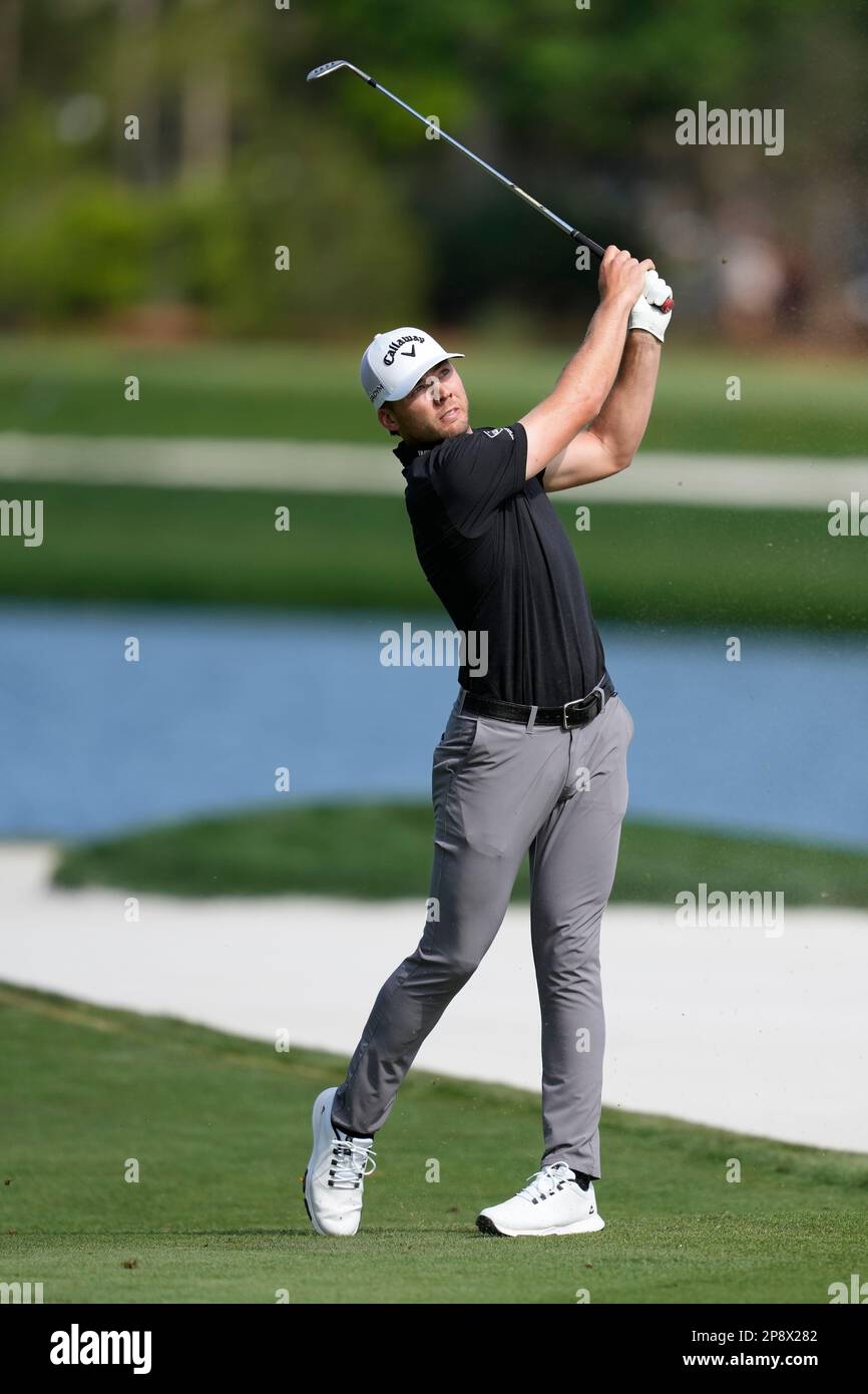 Sam Burns hits from the fairway on the sixth hole during the first ...